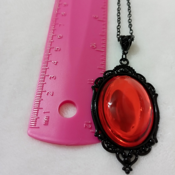 Jewelry | Red Gothic Vintage Necklace Black Chain | Poshmark